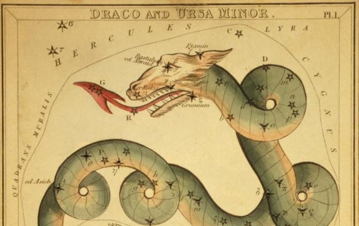 Draco and Ursa Minor from Urania’s Mirror (1825) | Writing Dragons
