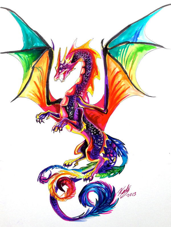Rainbow Dragon Tattoo by Katy Lipscomb | Writing Dragons