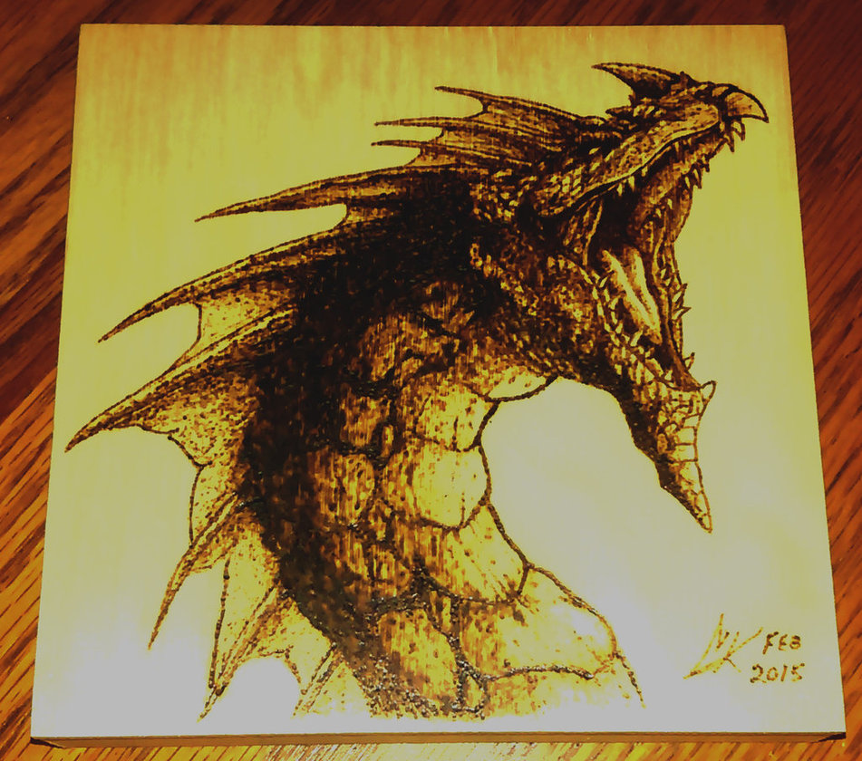Pathfinder White Dragon Pyrography by Chris Katt | Writing Dragons