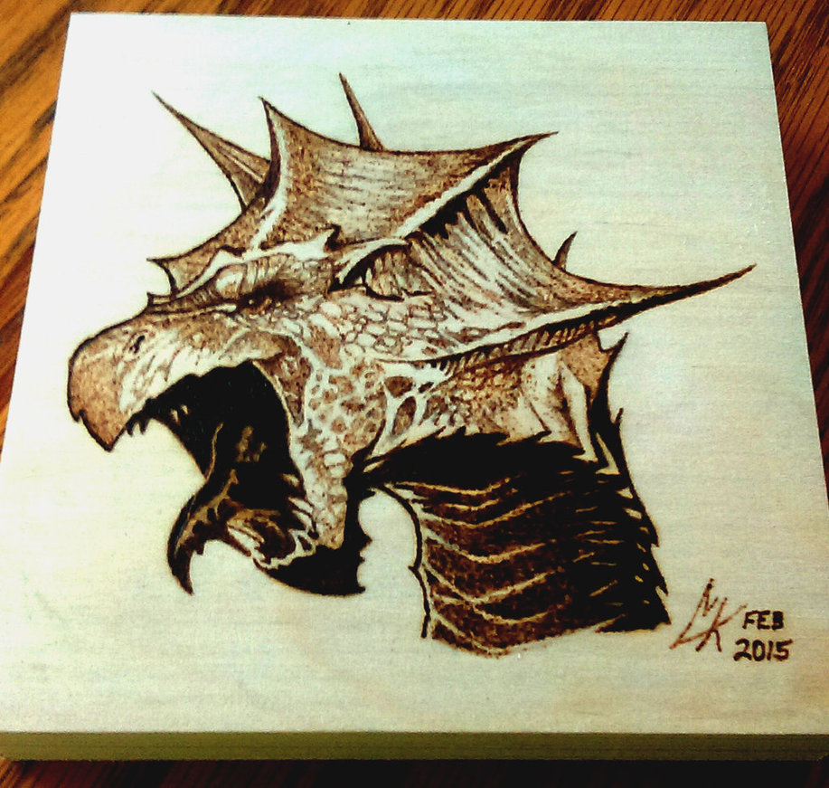 Pathfinder White Dragon Pyrography by Chris Katt | Writing Dragons